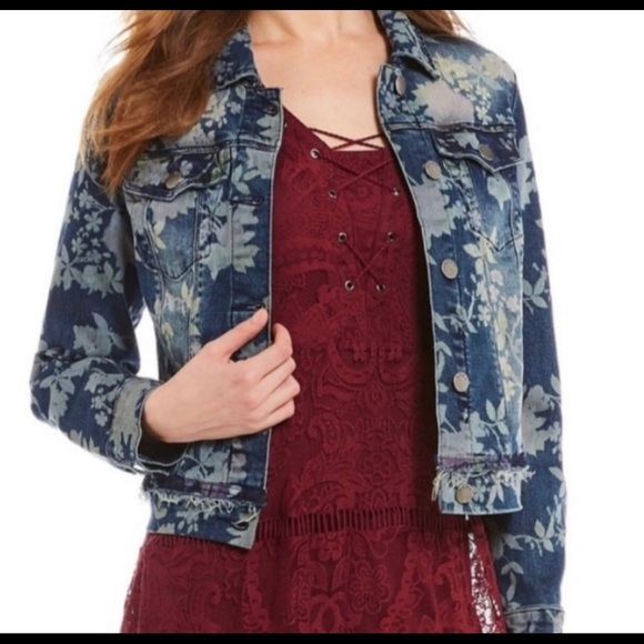Reba | Jackets & Coats | Reba Denim Jacket With Floral Print | Poshmark